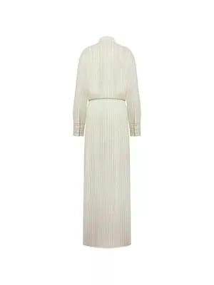 DONDUP Pinstripe Pattern Wrap Maxi Dress