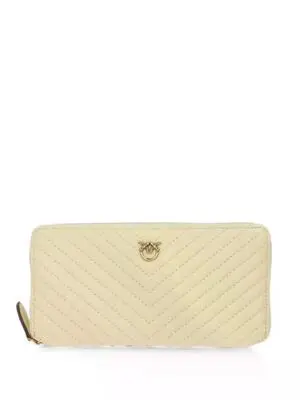 Pinko Love Birds Chevron-quilted Wallet - Neutrals