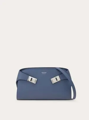 FERRAGAMO Ferragamo Hug Mini Croc Effect Leather Bag Blue