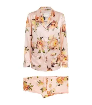 Harrods Silk Midnight Rose Pyjama Set - Pink