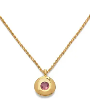 Monica Vinader Vermeil And Pink Tourmaline March Birthstone Necklace - Gold
