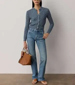 Ralph Lauren Silk Cable-knit Cropped Cardigan