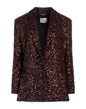 MANILA GRACE Chocolate Polyester Sequined Blazer - Chocolate Brown