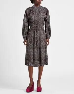 Antik Batik Paisley Print Cotton Midi Dress - Grey