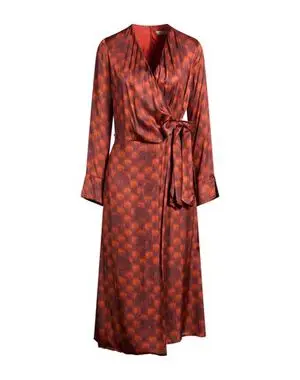 MANILA GRACE Midi Dress Rust Size Viscose - Red