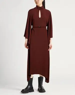 MANILA GRACE Chocolate Acetate And Silk Maxi Dress