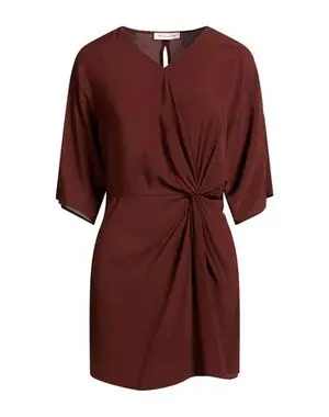 MANILA GRACE Mini Dress Chocolate Size Acetate, Silk - Brown