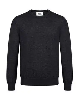 Alpha Studio Sweater Charcoal Size Merino Wool, Ovine Leather - Grey