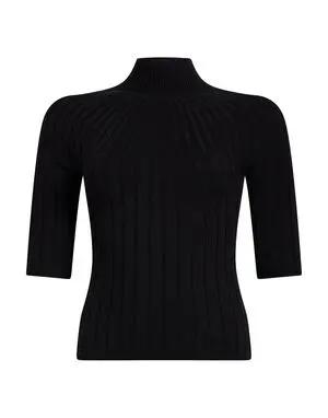 CARACTÈRE Ribbed Knit Turtleneck Top - Black