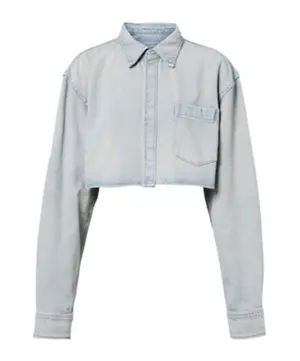 Balenciaga Cropped Denim Shirt - Gray