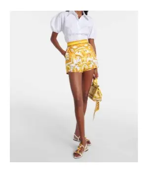 Dolce & Gabbana Majolica High-rise Cotton Shorts