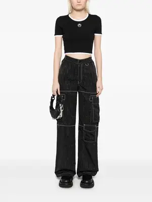 MARINE SERRE Embroidered Moon Crop Top