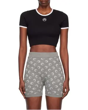 MARINE SERRE Embroidered Moon Crop Top