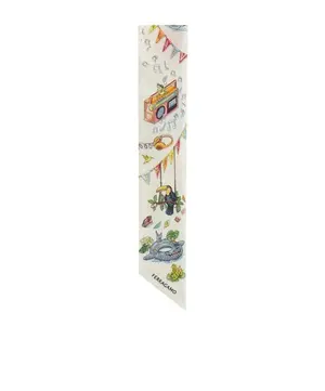 FERRAGAMO Jungle Party Graphic-print Bandeau Scarf - White