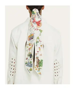 FERRAGAMO Jungle Party Graphic-print Bandeau Scarf - White
