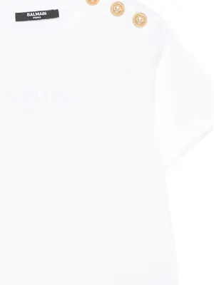 Balmain Logo-embroidery Button-detail T-shirt