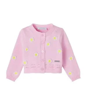 Monnalisa Floral Decorated Knit Cardigan