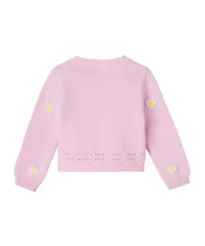 Monnalisa Floral Decorated Knit Cardigan