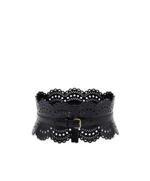 Alaïa Vienne Wave Leather Belt - Black