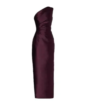 Solace London Kira One-shoulder Gathered Gown - Black