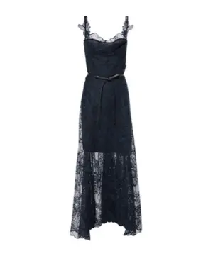 Oscar De La Renta Floral Lace Midi Dress - Black