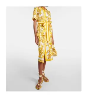 Dolce & Gabbana Majolica Silk Twill Shirt Dress