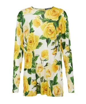 Dolce & Gabbana Floral Long Sleeve T-shirt - Yellow