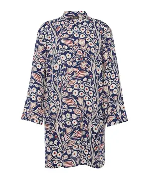 Loro Piana Floral Waist-cinching Long Sleeve Cover-up