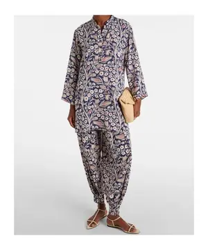 Loro Piana Floral Waist-cinching Long Sleeve Cover-up