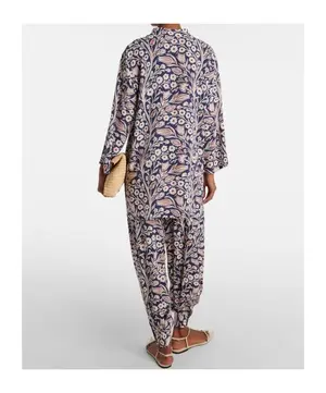 Loro Piana Floral Waist-cinching Long Sleeve Cover-up