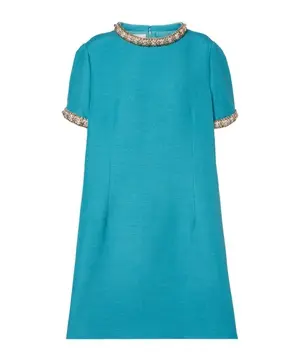 Valentino Garavani Round Neck Short Sleeve Embellished Dress