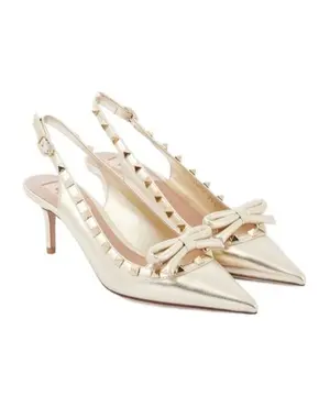 Valentino Garavani Bow Leather Slingback Pumps - Nude