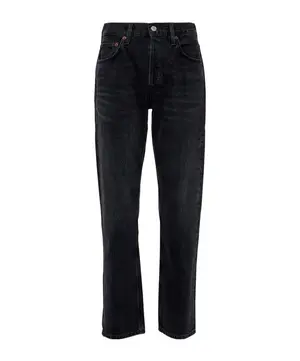 AGOLDE Mid-rise Straight-leg Denim Trousers - Black