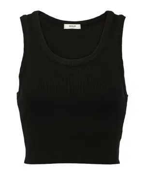 AGOLDE Ribbed Knit Cropped Vest - Black
