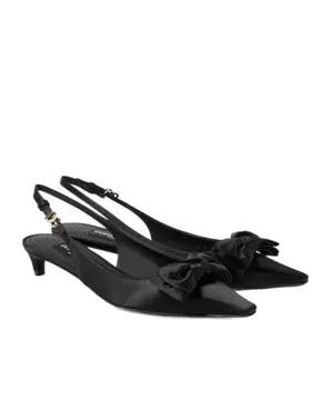 Dolce & Gabbana Bow-detail Satin Slingback Pumps - Black