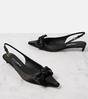 Dolce & Gabbana Bow-detail Satin Slingback Pumps
