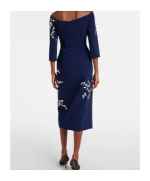 Carolina Herrera Embellished Off-shoulder Midi Dress