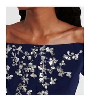 Carolina Herrera Embellished Off-shoulder Midi Dress
