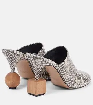Jacquemus Bisou 90 Snake-effect Leather Mules