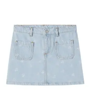 Bonpoint Tison Printed Denim Skirt - Blue