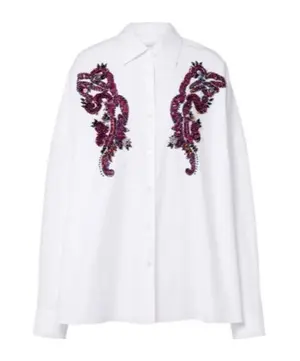 Dries Van Noten Embellished Cotton Shirt - White