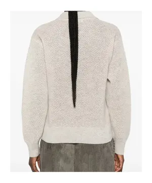 Brunello Cucinelli Perforated Knit V-neck Sweater