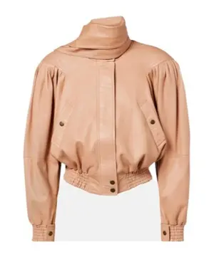 Chloé Cropped Leather Jacket With Detachable Scarf
