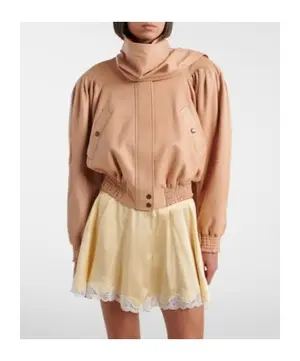 Chloé Cropped Leather Jacket With Detachable Scarf