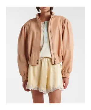 Chloé Cropped Leather Jacket With Detachable Scarf