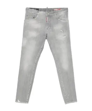 Dsquared2 Skater Distressed Logo-tag Denim Jeans - Grey