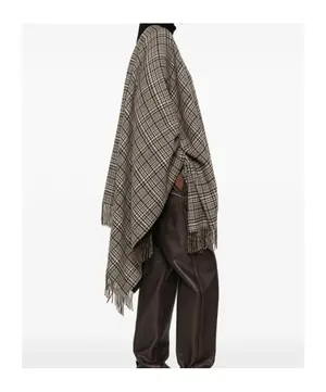 Brunello Cucinelli Check-pattern Fringed Poncho