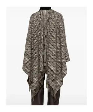 Brunello Cucinelli Check-pattern Fringed Poncho