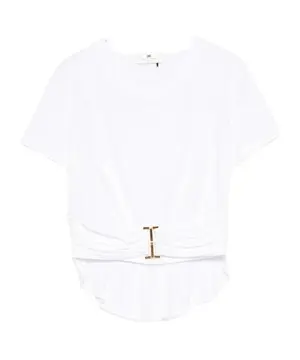 Elisabetta Franchi Ruched Waist T-shirt - White