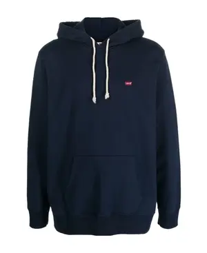 LEVI'S Logo Patch Drawstring Hoodie - Black